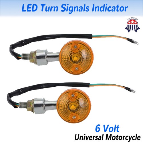 6 Volt Motorcycle Turn Signals Indicator Light Chrome With Amber Lens ...