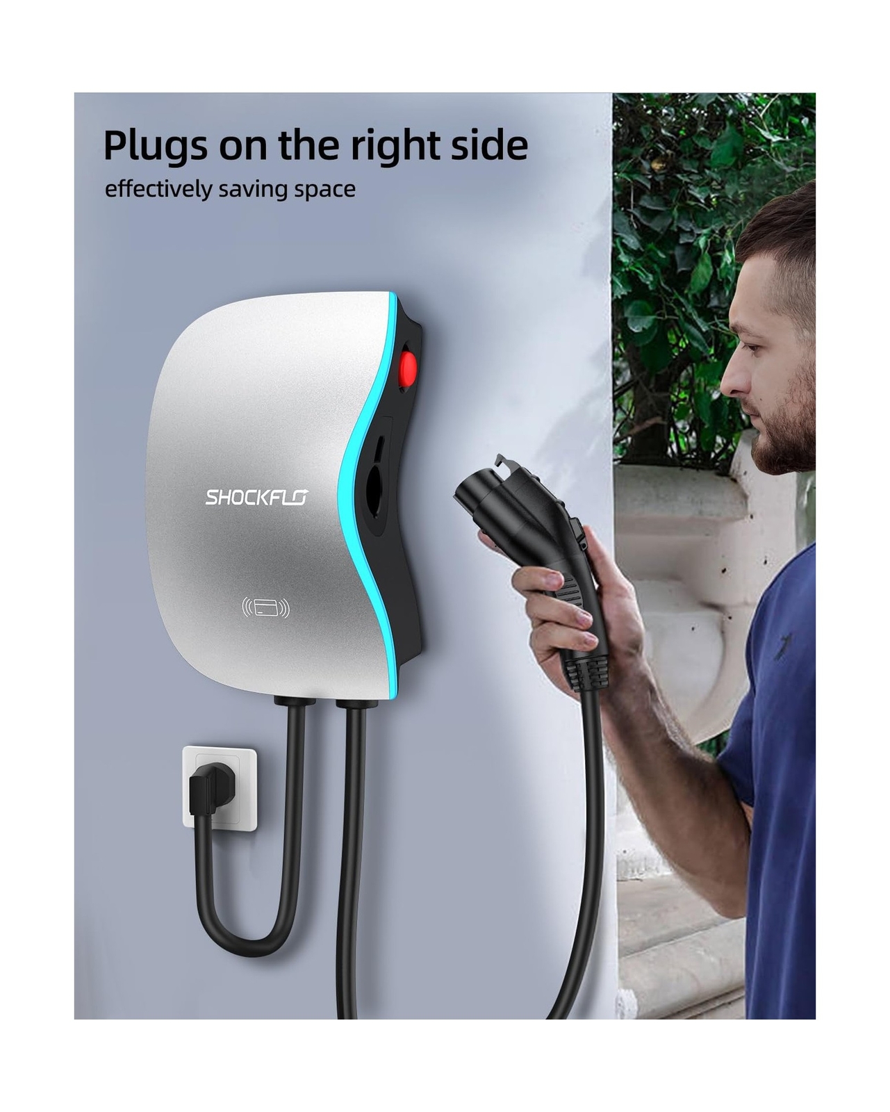 ShockFlo S1 Level 2 EV Charger (48A), NEMA 14-50 Plug or Hardwired EV ...