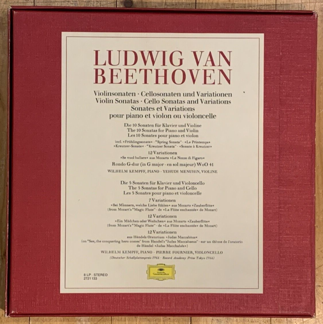Beethoven Edition Vol.7 Violin & Cello Sonatas KEMPFF MENUHIN FOURNIER ...