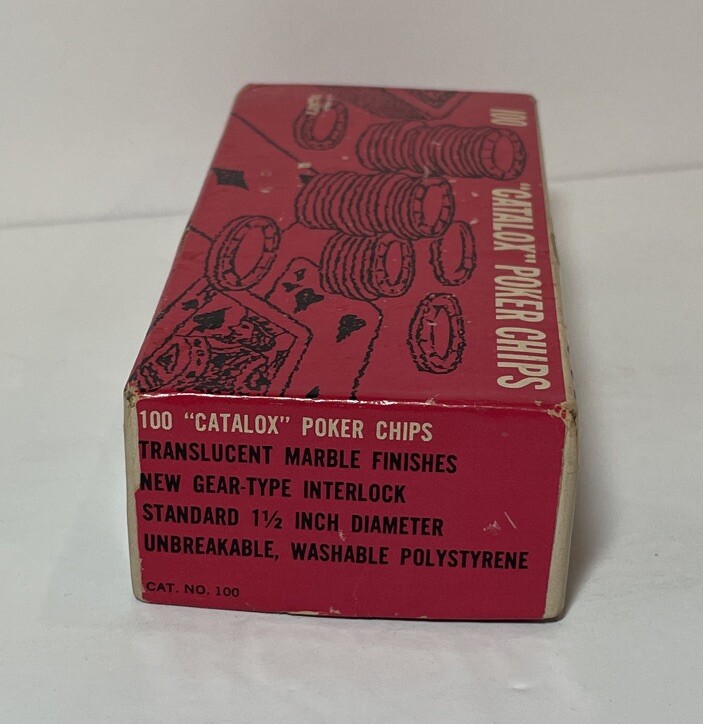 VINTAGE BOX CATALOX MARBLEIZED 100 POKER CHIPS RED WHITE BLUE | eBay UK