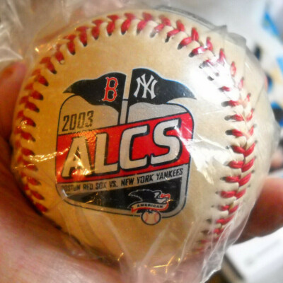 3 LOT 2003 BOSTON RED SOX NEW YORK YANKEES ALCS FOTOBALL BASEBALLS ...
