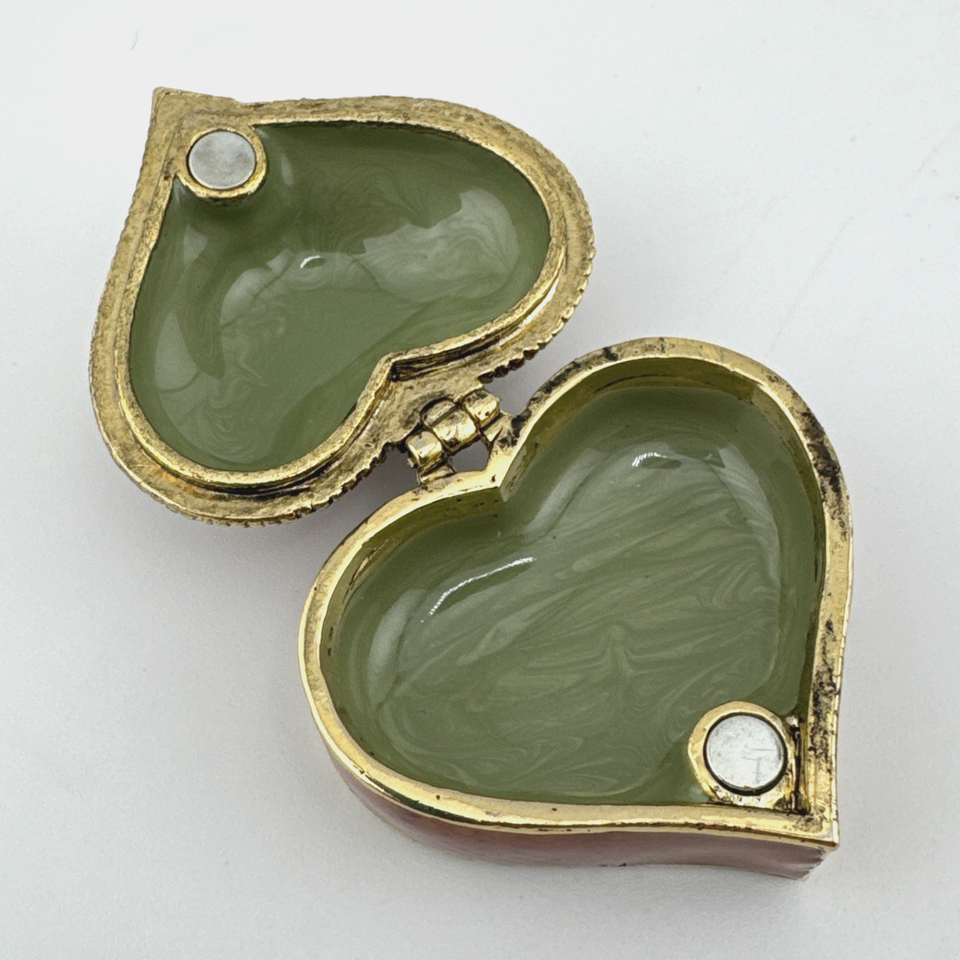 VTG Monet Cloisonné Enamel And Brass Magnetic Heart Shaped Trinket ...