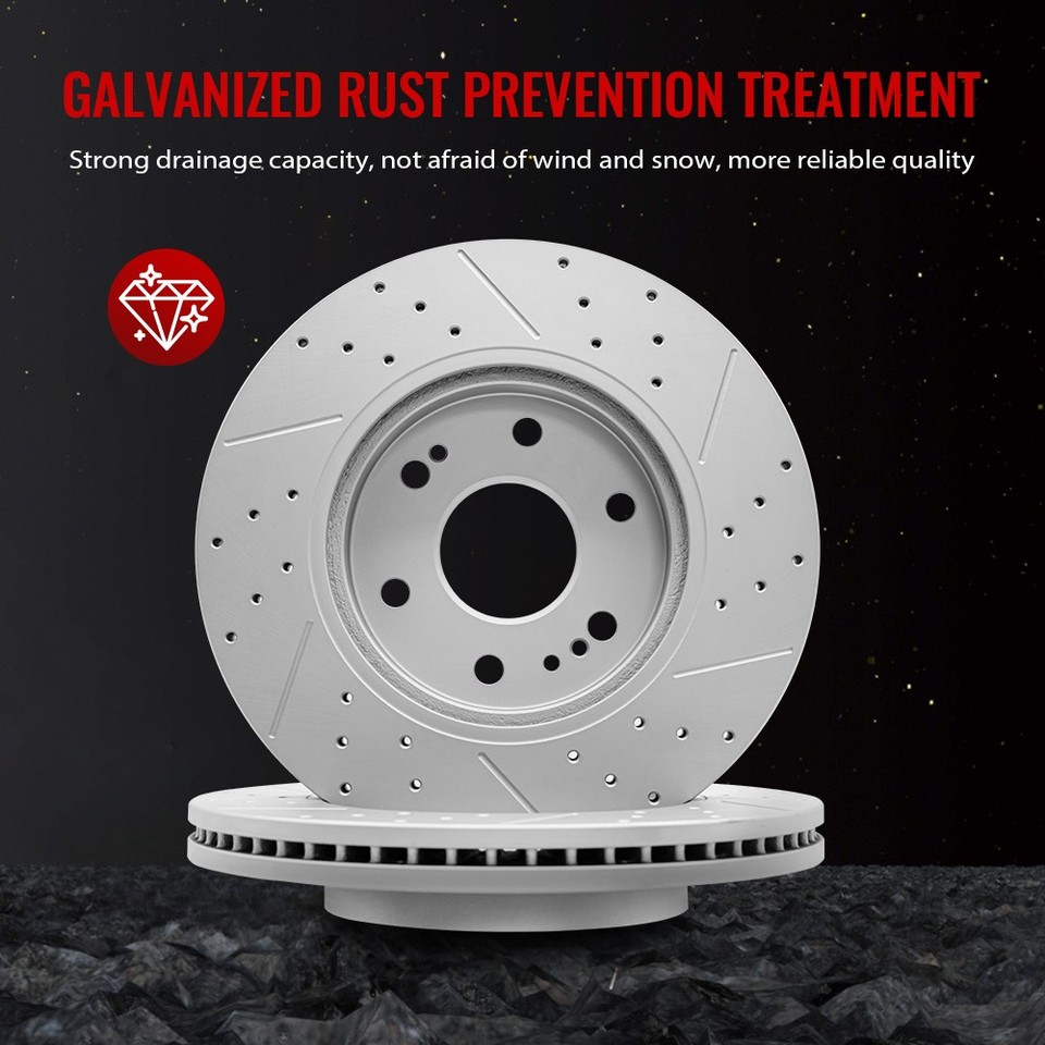 Rear Drilled Brake Rotors & Ceramic Pads Set for 2015-2023 Subaru ...
