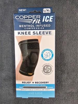 Copper Fit ICE Knee Compression Sleeve Infused W/Menthol L/XL | eBay