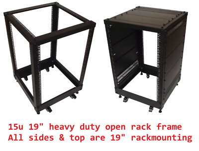 15U 19" Rackmount Open Frame 4 SIDES AND TOP RACKMOUNTABLE Cabinet ...