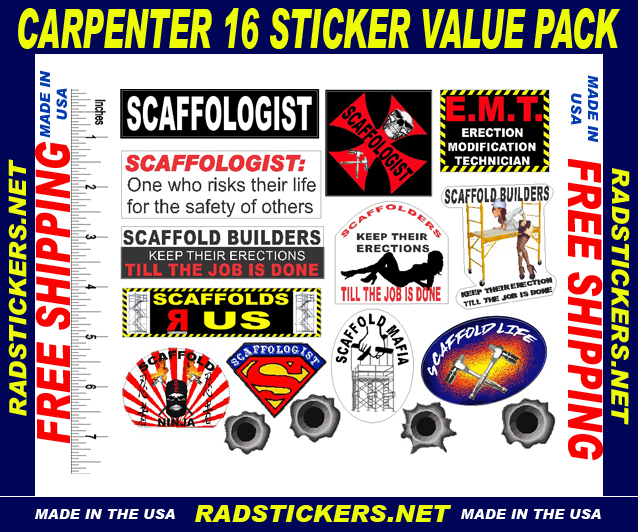 Carpenter scaffold builder stickers, hard hat stickers, SH-33 | eBay