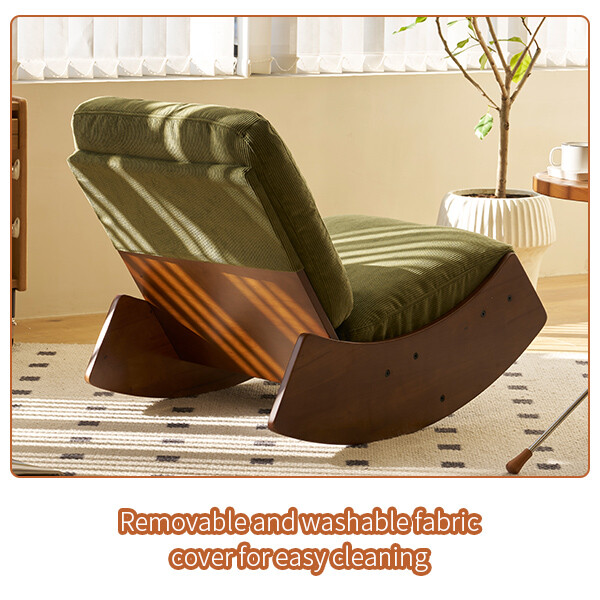 Rocking Chair w/Solid Wood Base Upholstered Rocker Glider Chair Armless ...