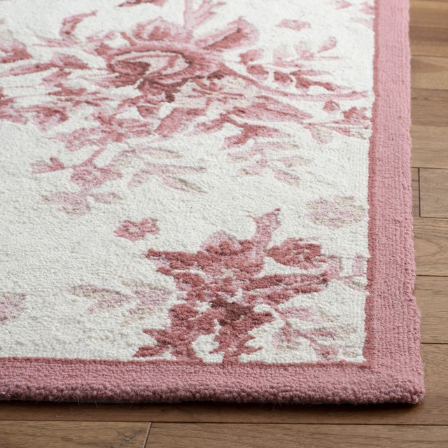 Safavieh Rose Garden Wool Hook Rug - Ivory/ Rose (6x9') for sale online ...