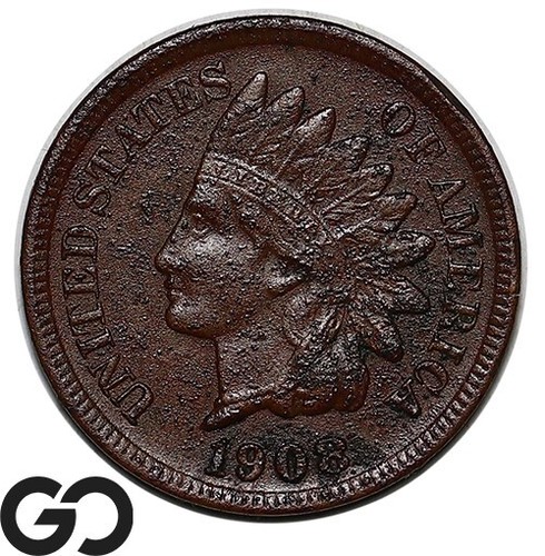 1908-S Indian Head Cent Penny, XF Details, Key Date | eBay