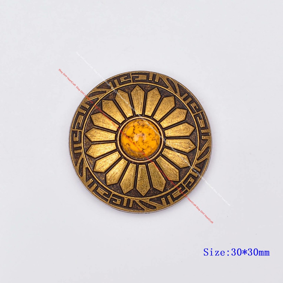 10X Brass Sun Flower Leathercraft Turquoise Concho Snap Button ...