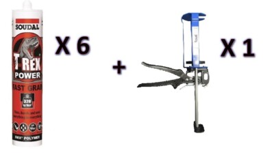 6 x SOUDAL T-REX Power Fast Grab SMX Polymer Sealant BRIGHT WHITE ...