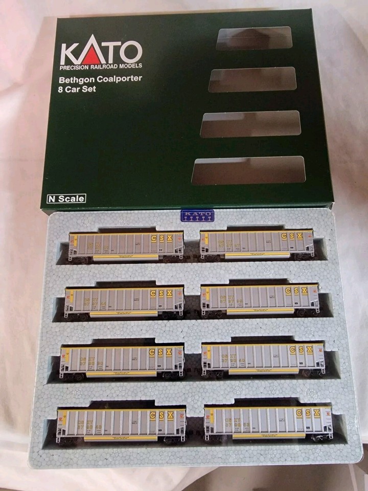 Kato N Trains CSX Bethgon Coalporter 8 Car Set w' Loads 106-4632 | eBay