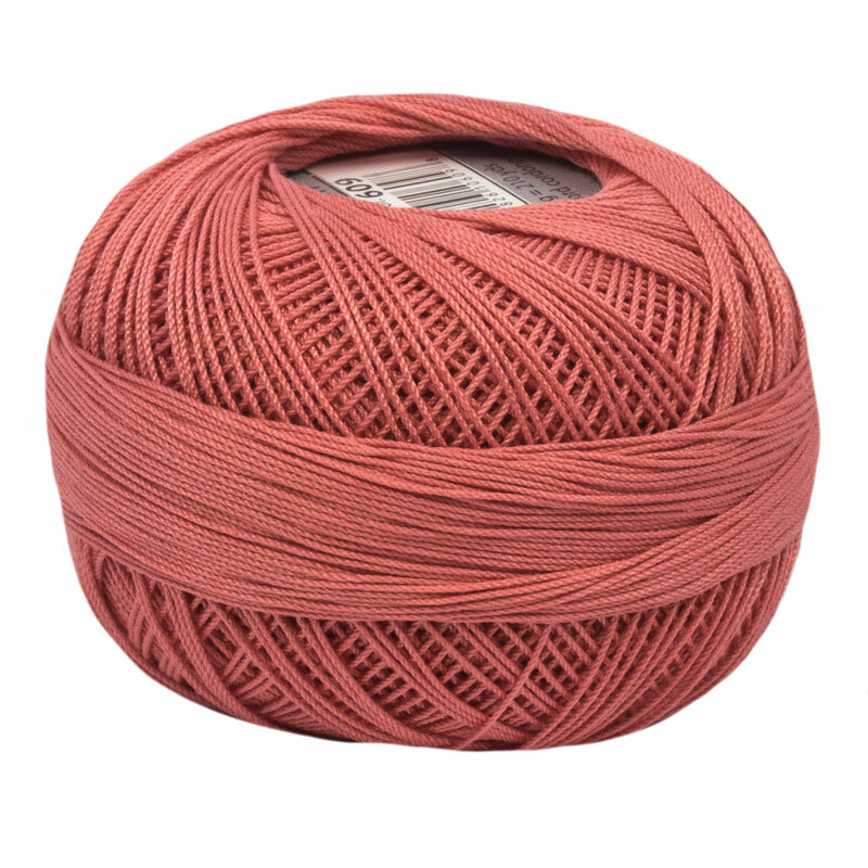 Lizbeth Egyptian Cotton Crochet Thread Size 20 Color 609 Dark Coral ...