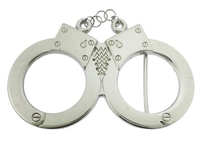 Handcuffs Belt Buckle Hand Cuff Peace Officer Police New Men Silver ...