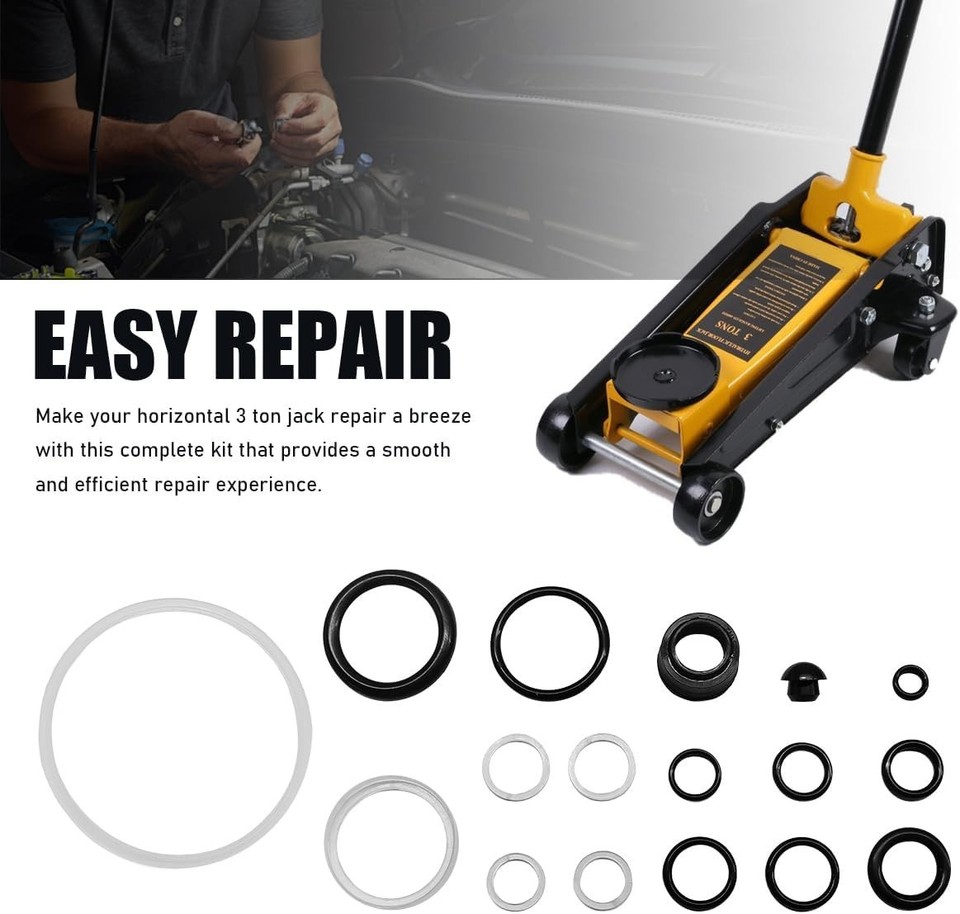 17PCS Floor Jack Seal Kit, 3 Ton Horizontal Hydraulic Jack O-Ring Seal ...