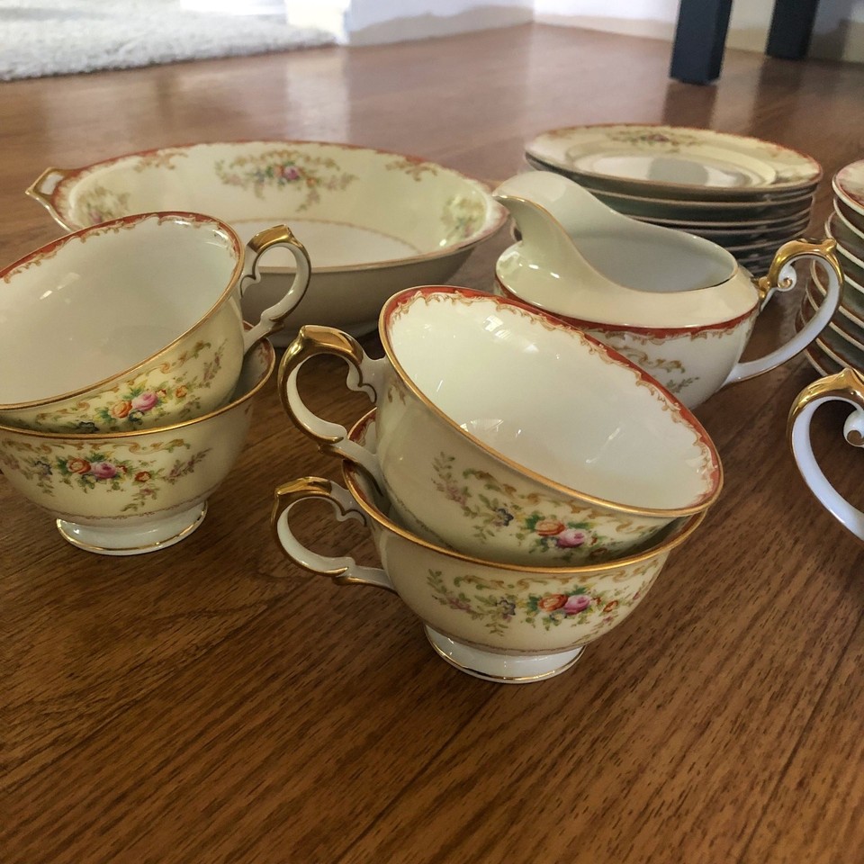 41 Piece Set Hand Painted Floral Meito China Made in Japan Vintage Fine ...