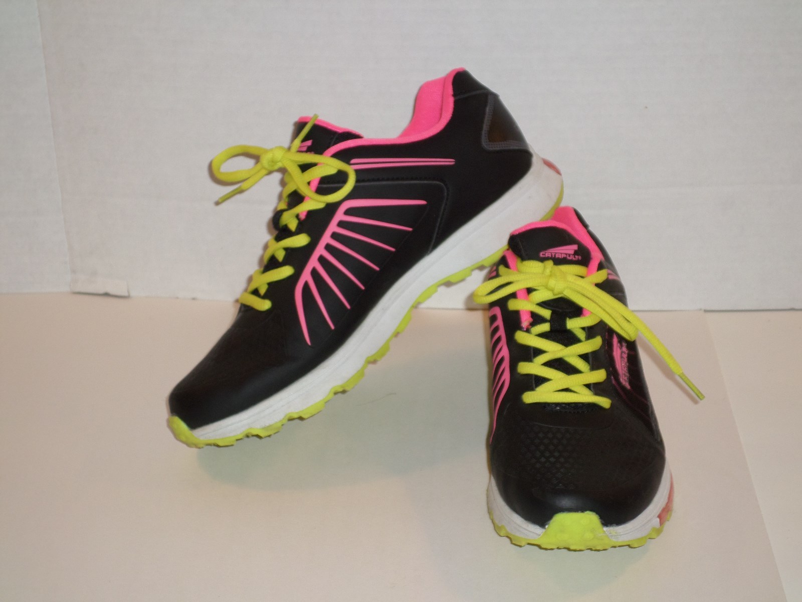 CATAPULT WOMENS BLACK PINK YELLOW ATHLETIC RUNNING SHOES SIZE 10 VERY ...