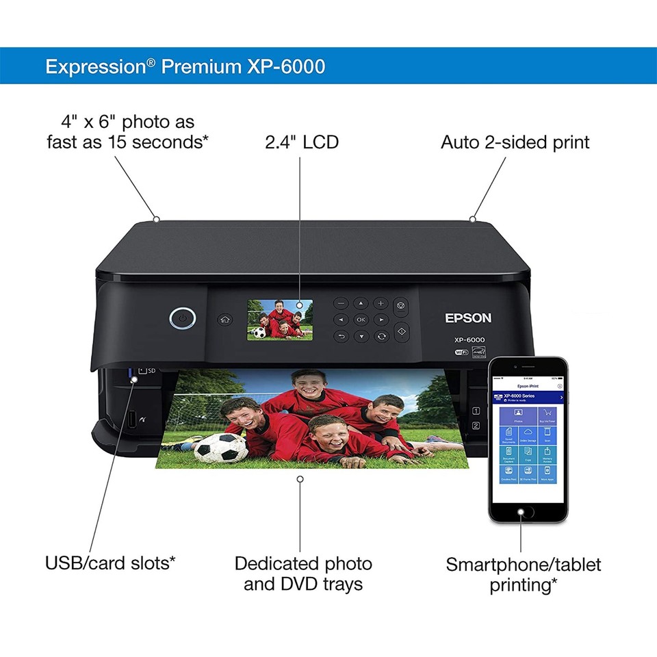 Epson Expression XP-6000 Small-in-One Color Inkjet Printer (Inks Not ...