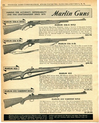 1957 Print Ad of Marlin Model 336 336A-DL 455 & 322 Varmint Rifle | eBay