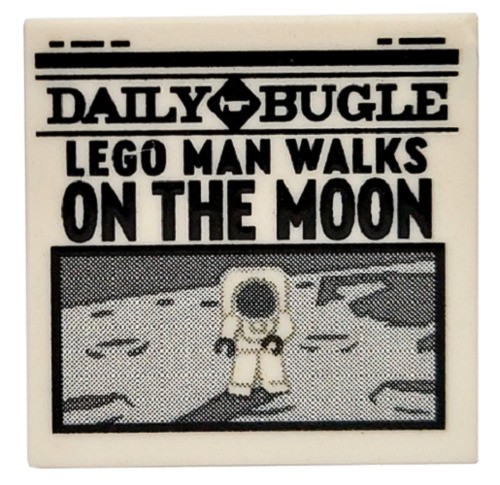 LEGO Daily Bugle News paper Lego Man Walks on the Moon 2x2 Tile Space ...