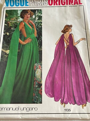 UNCUT Vtg Paris Original Vogue Pattern 1135 Misses Evening Dress ...