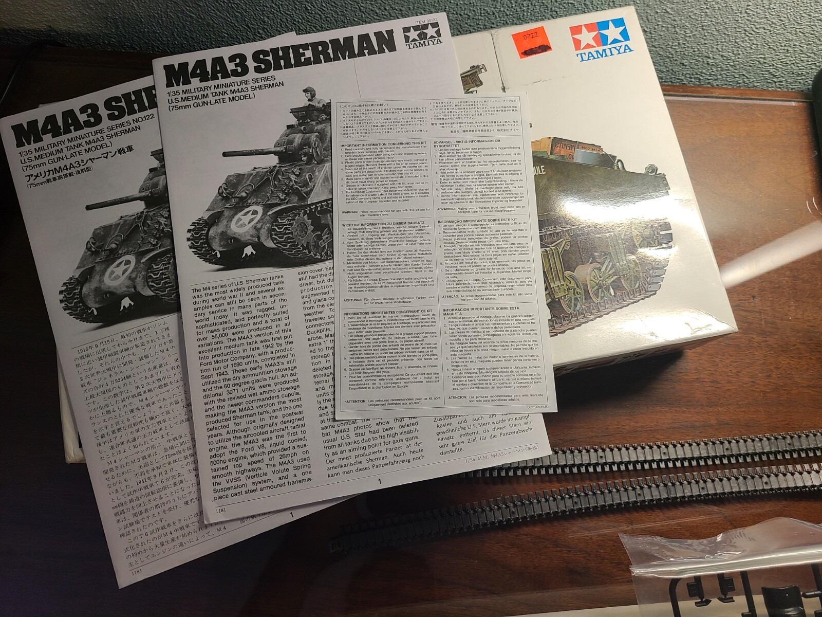Tamiya US Medium Tank M4A3 No. 35122 1/35 Sherman Model Kit OPENED but ...