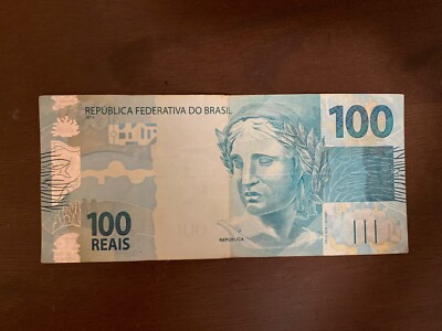 BRAZIL 100 Banknote. Brazilian 100 Bill. Circulated 100 Brazil Note ...