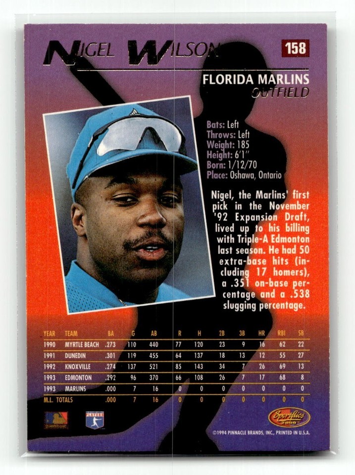 Nigel Wilson #158 1994 Sportflics 2000 Florida Marlins | eBay
