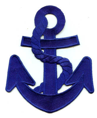 Anchor - Navy Blue W/Rope - Nautical Embroidered Iron On Patch - 5 7/8 ...
