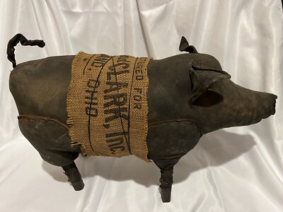 Vintage Big Distressed Leather Pig Boar Figure Dr. Hess & Clark Ashland ...