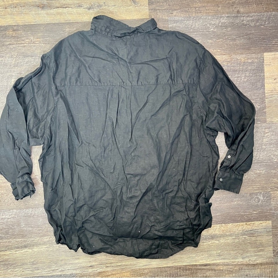 Gap black 100% linen big button down top shirt size XXL B169 | eBay
