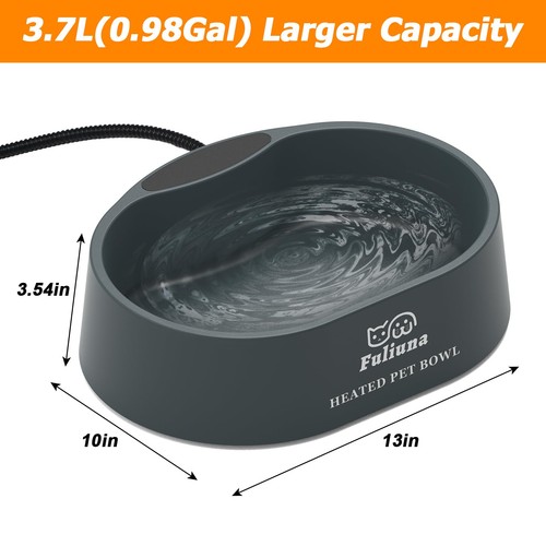 Heated Water Bowl for Dog Cat Outdoor Pet with Anti Chew Cord Large ...