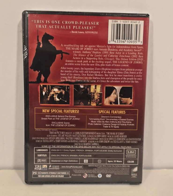 The Mask of Zorro (DVD, 1998) Deluxe Edition, Brand New, Sealed ...