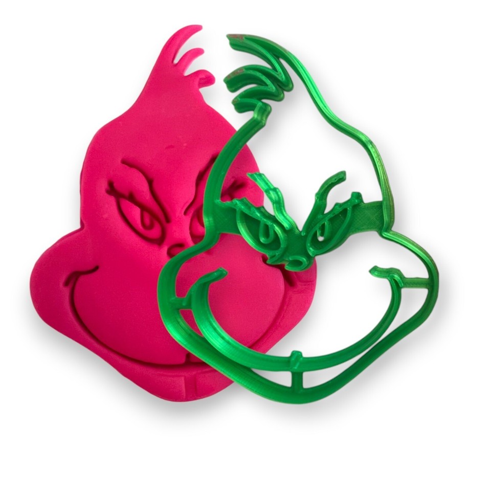3D Printed Grinch Face Cookie Cutter – 4″×3″ Christmas Baking Tool Made ...