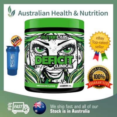 FACTION LABS DEFICIT CLINICAL 25 SERVES + FREE SHIPPING & SHAKER UBD 05 ...