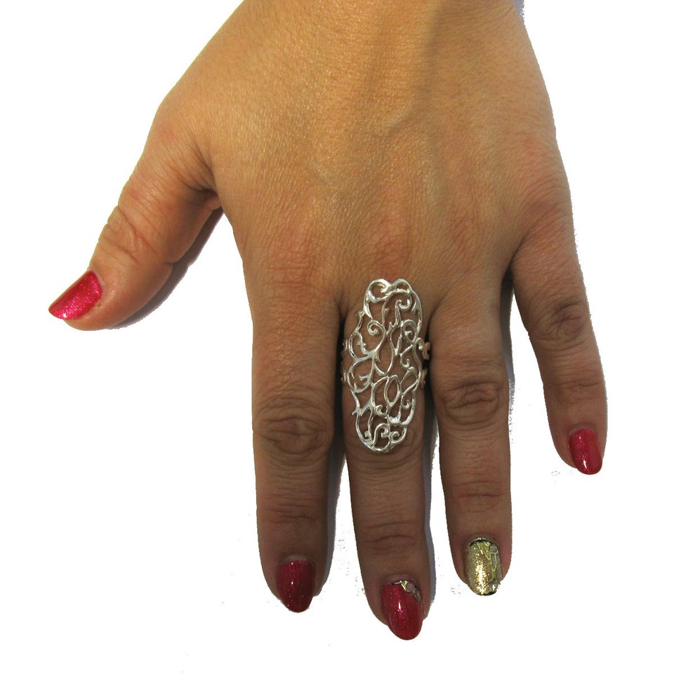 Stylish Long Sterling Silver Ring Solid 925 Perfect Quality Handmade | eBay