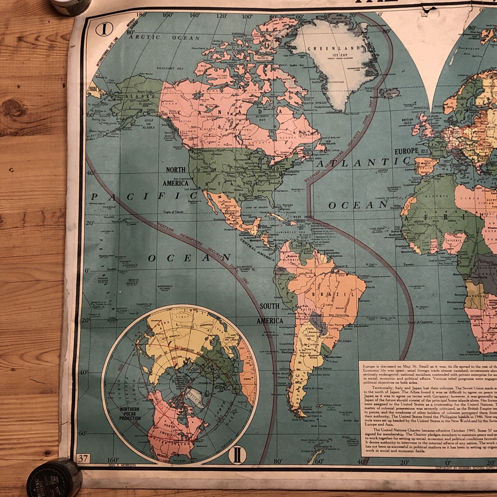 Antique Map 1948 The World Map Large Double-sided Rare! | eBay