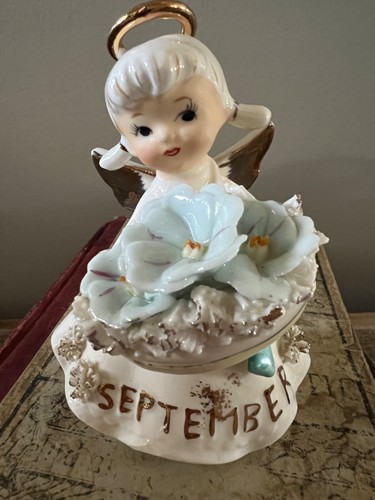 Vintage LEFTON #489 50s Sapphire Angel Sept. Birthday "Morning Glory ...