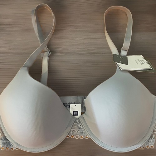 Gap Body Favorite Tshirt Convertible Straps Blue Grey Lace Bra 34c New ...