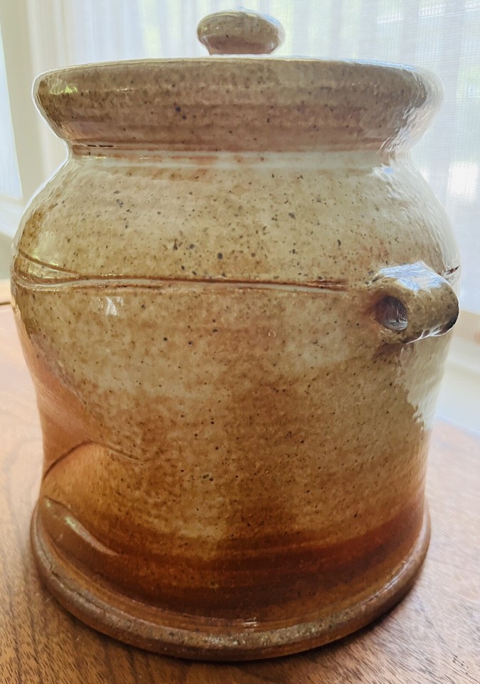 Vintage Mid Century Studio Pottery Canister Shino Glaze Mingei ...