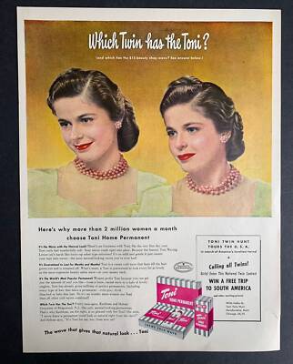 Vintage 1949 Toni Home Hair Perm Print Ad | eBay