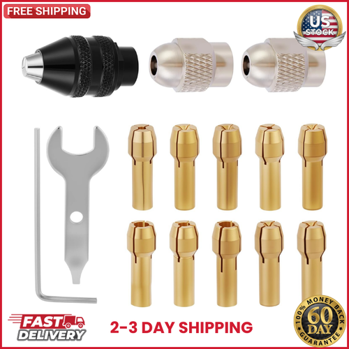 15pc Dremel Chuck Collet Set 0.02-0.13in w/ 4486 Rotary Tool & 4485 ...
