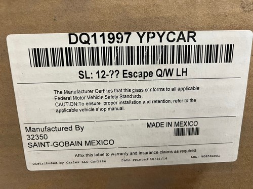 Carlite Carlex Quarter Glass Window CJ5Z-7829711-D DQ11997 YPYCAR 2013 ...