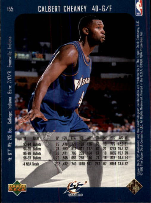 1997-98 SP Authentic #155 Calbert Cheaney | eBay