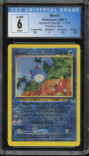 Pokemon Marill Southern Islands Rev Holo #11 MISALIGNED PRINT LAYER ...