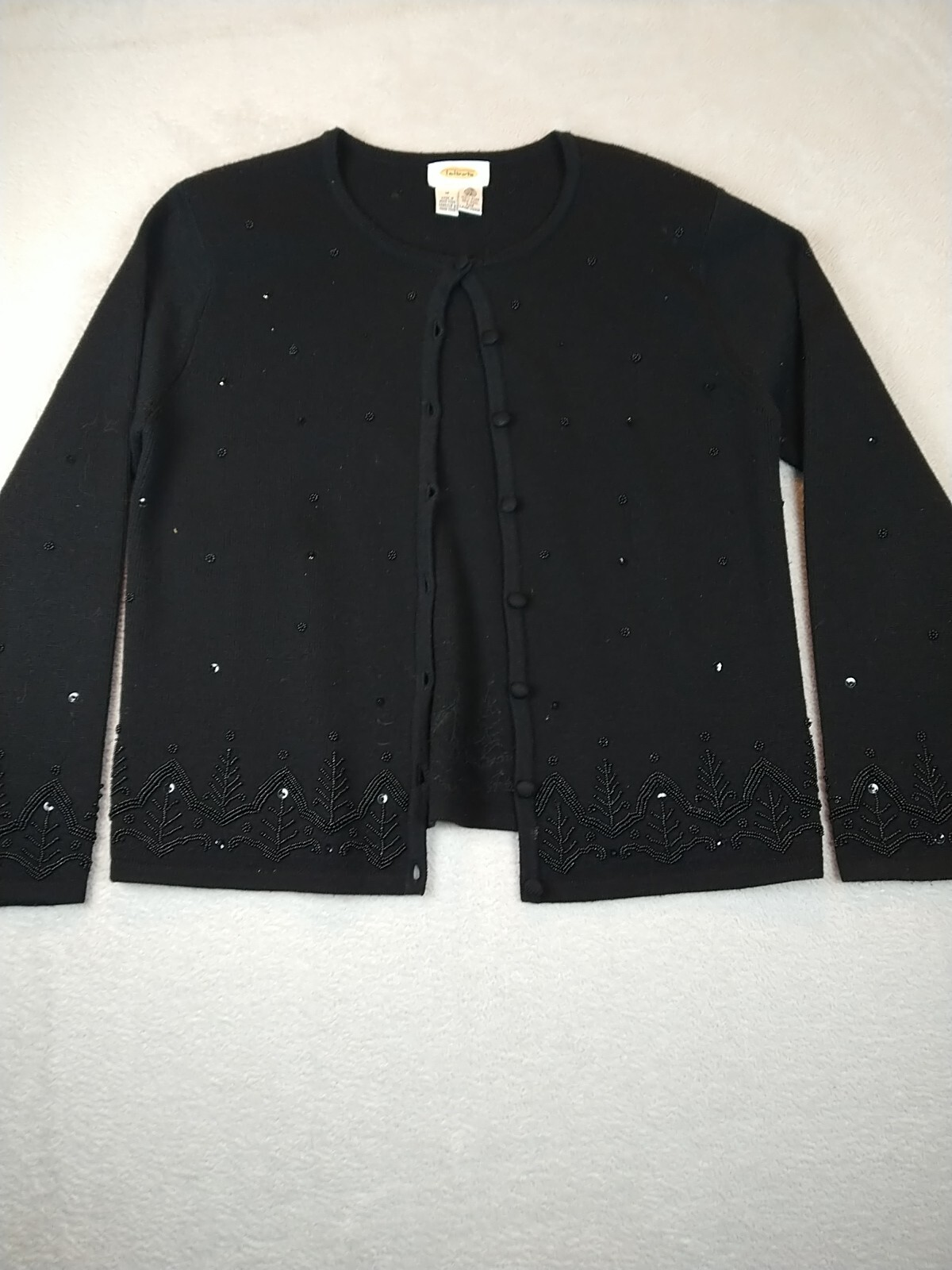 Talbots Cardigan Sweater Women's Medium Wool Black B… - Gem