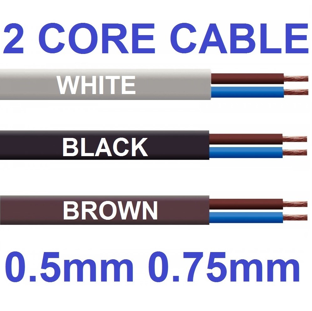 2 Core Flat 3 6 Amp PVC Flexible Cable Wire 0.5 0.75mm 1m 100m 2192Y ...