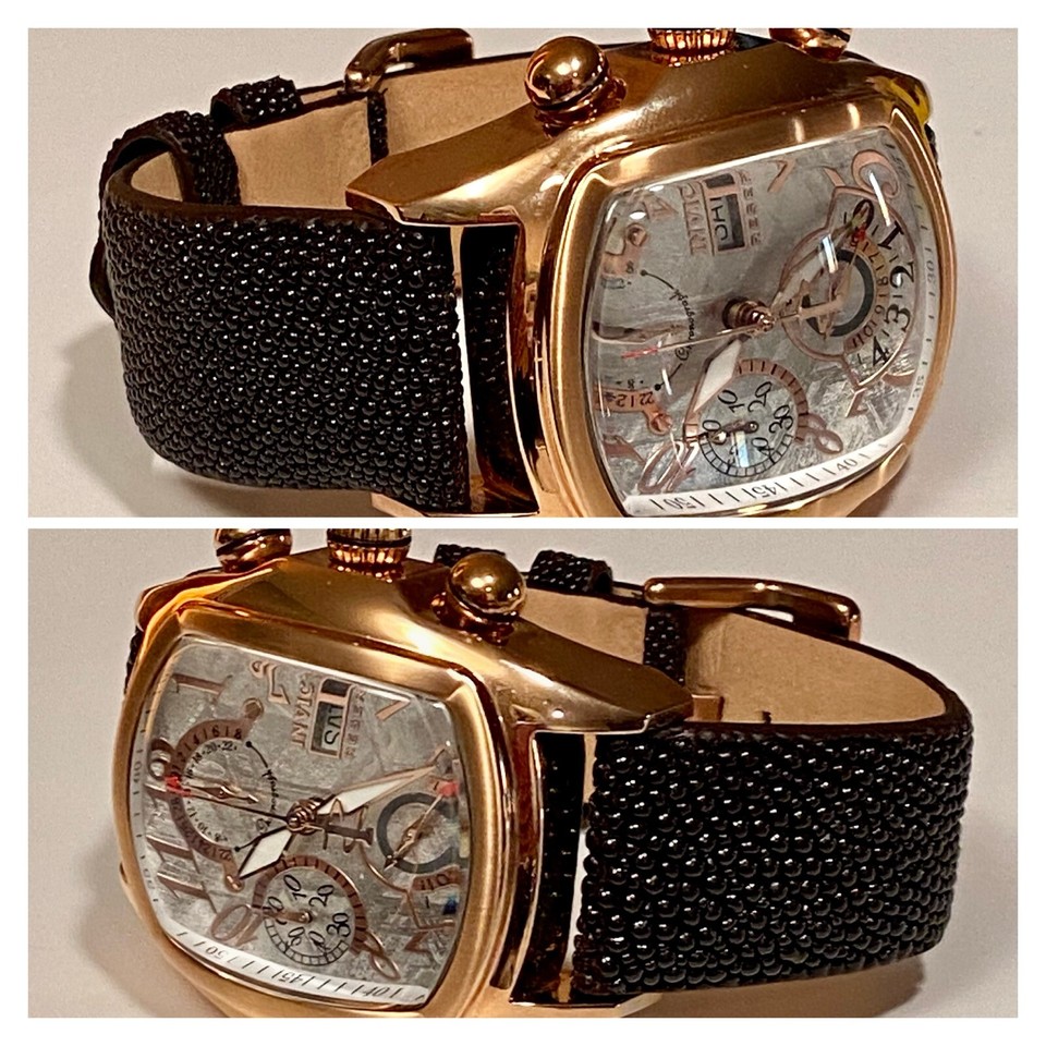 45mm METEORITE Swiss SW500 Auto Rosetn / Brown STINGRAY Strap Invicta ...