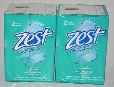 4 ZEST ZESTFULLY CLEAN AQUA AQUAMARINE REFRESHING BARS SOAP WASH BAR 3. ...