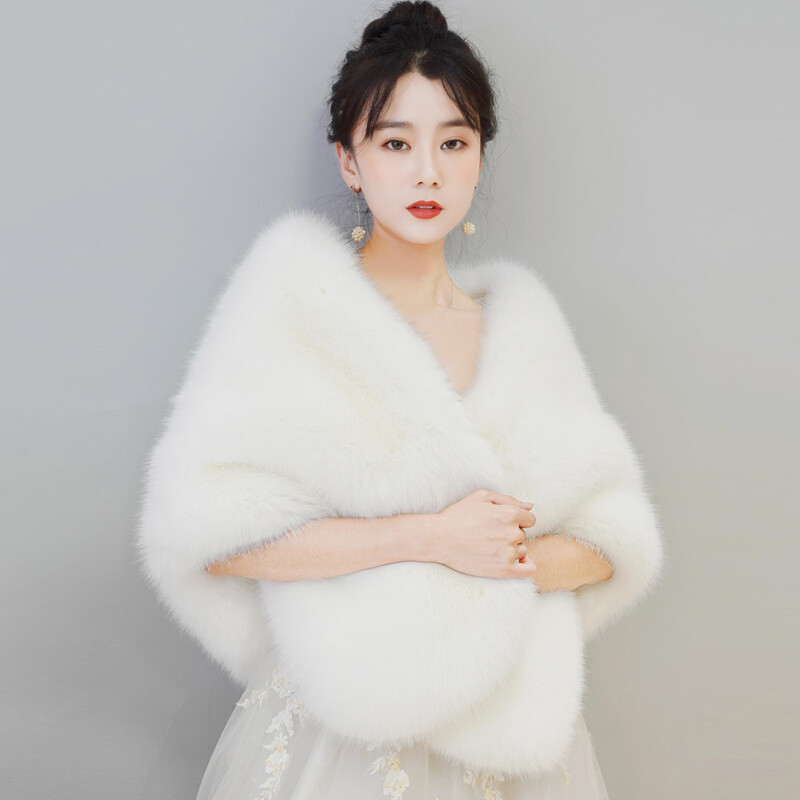 Womens Cape Faux Fox Fur Short Coats Wedding Evening Party Fashion ...